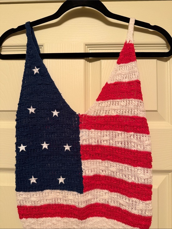 Blue Rain | Tops | Blue Rain Red White And Blue American Flag Cropped ...